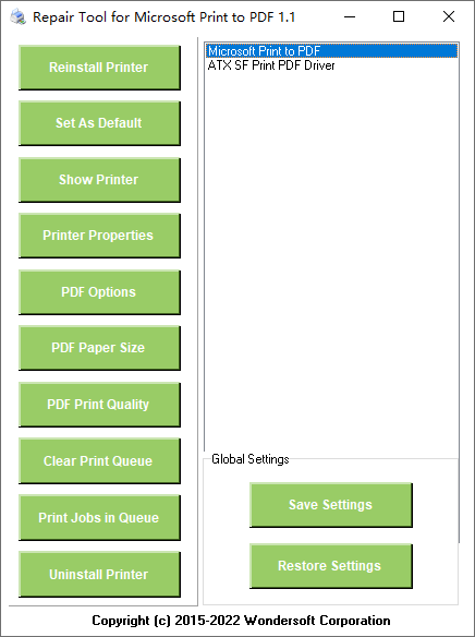 Microsoft Print To PDF Repair Tool Windows 11